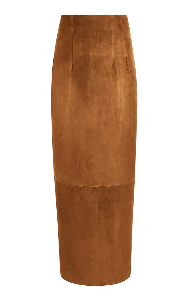 Khaite Loxley Suede Maxi Skirt - Brown