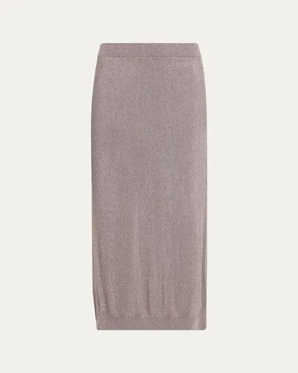 Brunello Cucinelli Sparkling Cotton Rib Knit Maxi Skirt