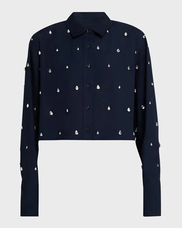 A.L.C. Mackie Rhinestone Embellished Cotton Top
