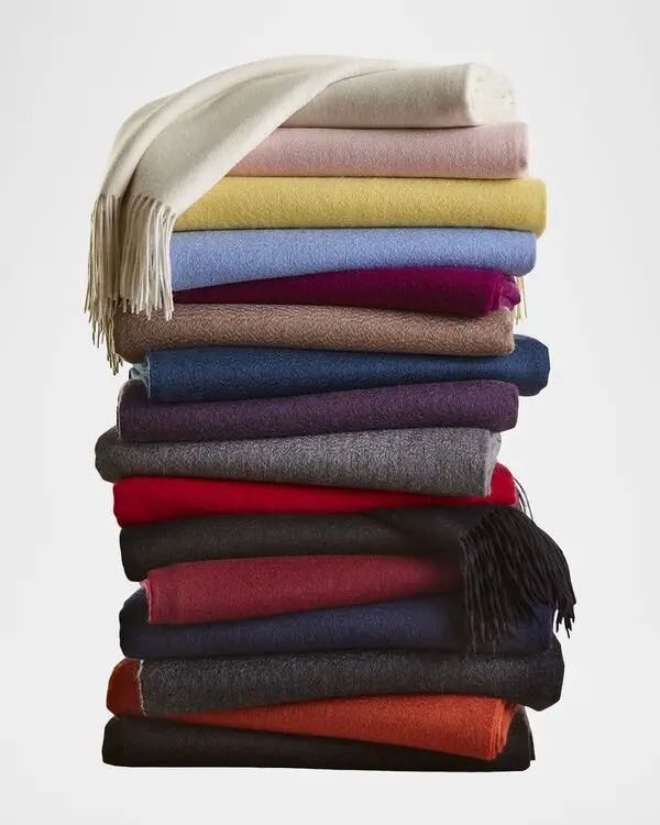 Sofia Cashmere Fringed Cashmere Throw - Paprika