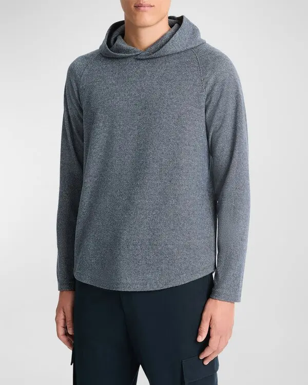 Vince Broken Twill Pullover Hoodie - Coastal/off White