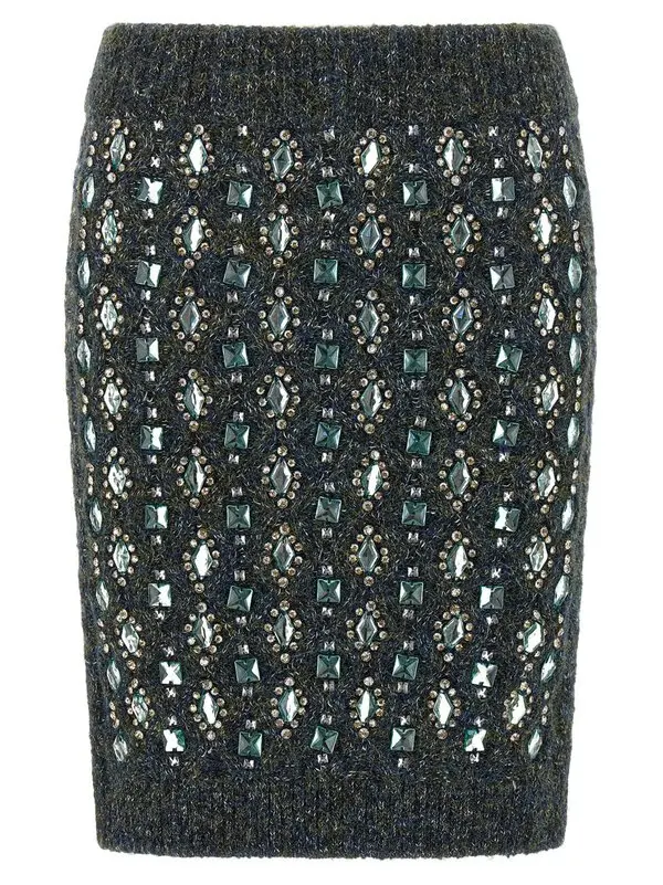 Pinko Mini Skirt With Crystal And Pearl Embellishments