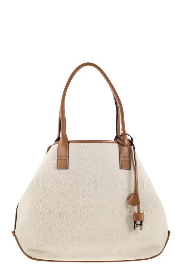 Hogan Medium Canvas Shopping Bag - Beige