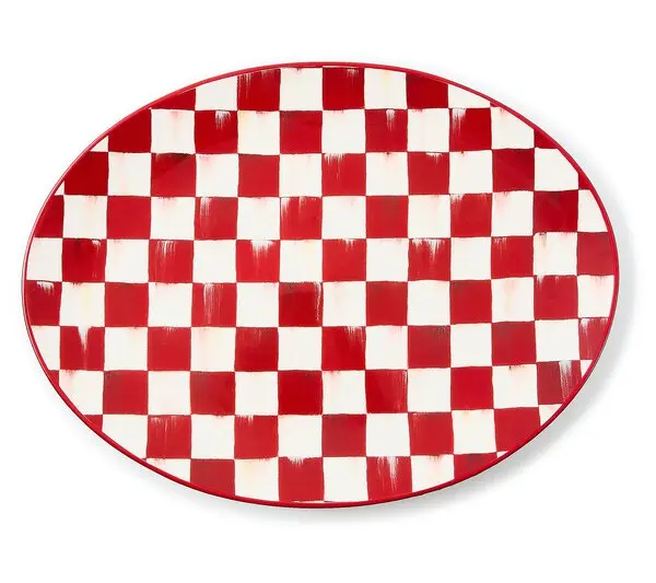 MACKENZIE-CHILDS As Is Cherry Check Oval Serving Platter - One-color