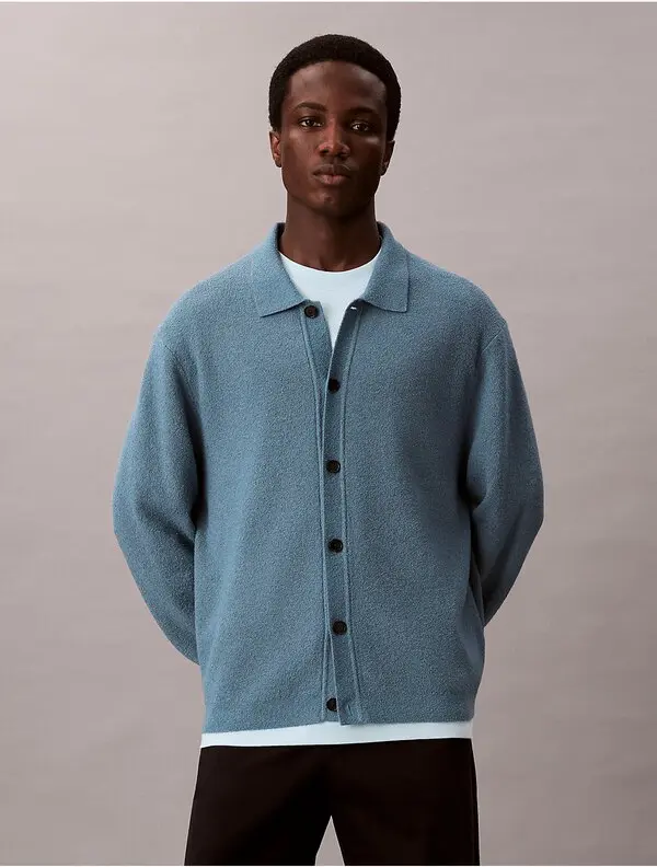 Calvin Klein Wool Blend Boucle Relaxed Cardigan