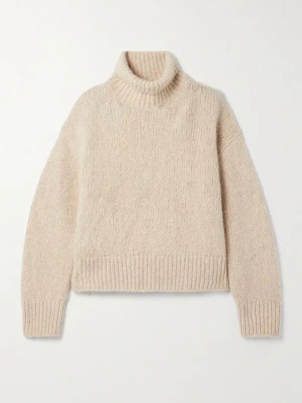 NILI LOTAN Cashmere And Silk-blend Turtleneck Sweater - Neutrals