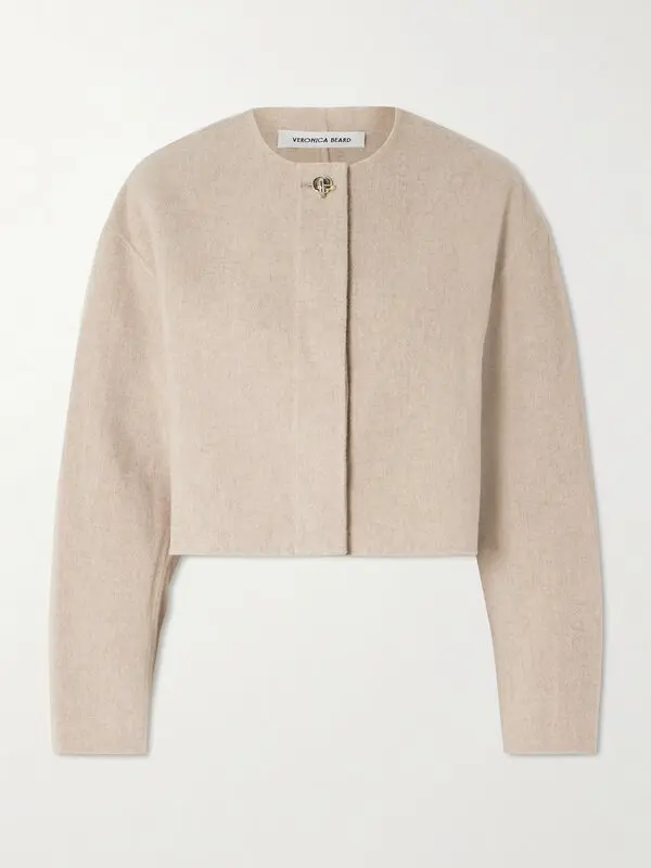 Veronica Beard Philips Cropped Wool-blend Jacket - Neutrals