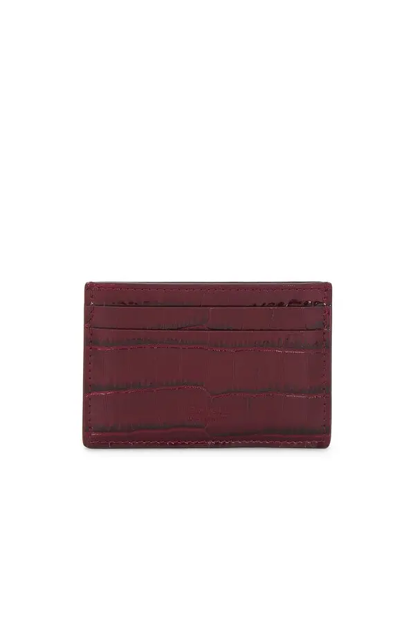 TOM FORD Shiny Printed Croc Exotic Line Classic Card Holder In Burgundy
