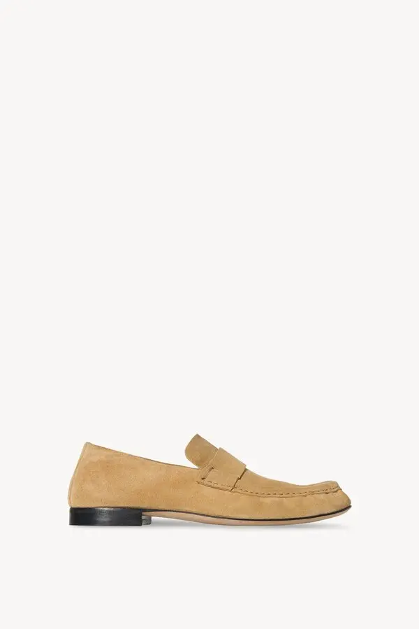 THE ROW Suede Moccasin Loafers - Yellow Linen