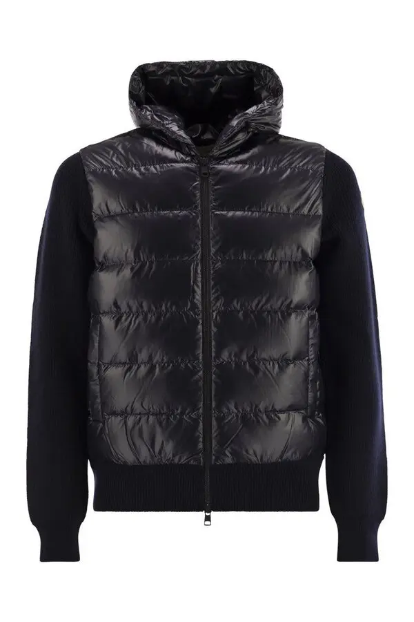 Moncler Wool-lined Hooded Zip-up Sweatshirt - Navy