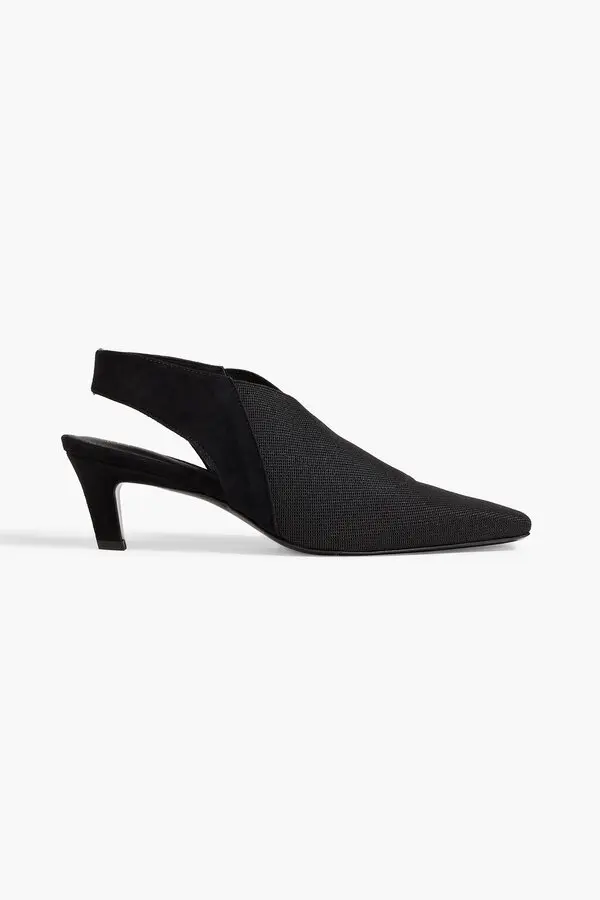 TOTÊME Suede And Stretch-knit Slingback Pumps
