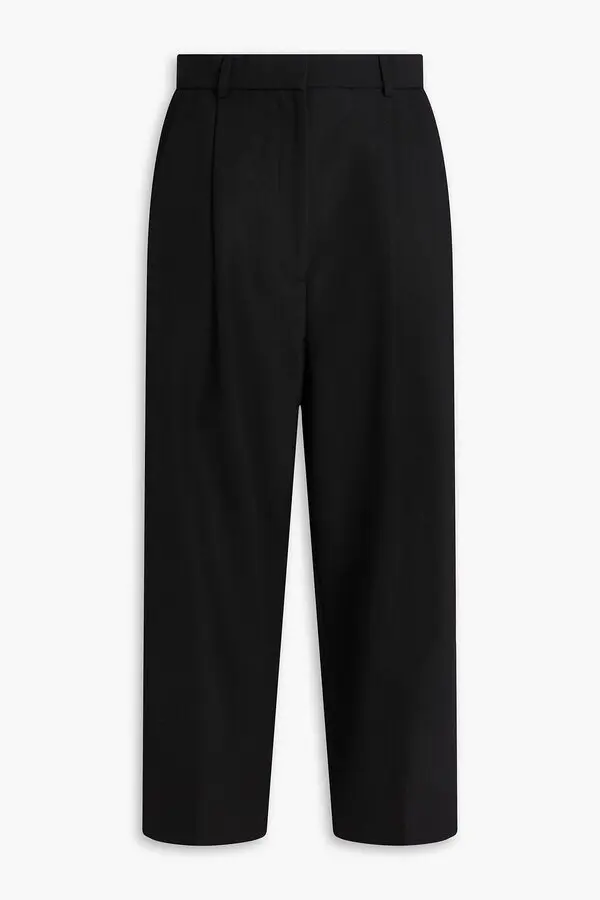 TOTÊME Cropped Straight-leg Grain De Poudre Pants - Black