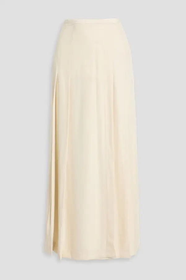 TOTÊME Pleated Satin-crepe Maxi Wrap Skirt - Ecru