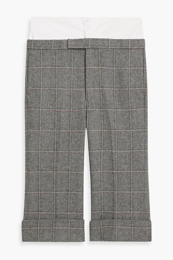 Thom Browne Layered Prince Of Wales Checked Wool-twill Pants