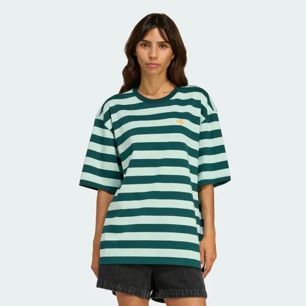 Adidas Striped Short Sleeve Tee - Aurora Ivy / Green Tint