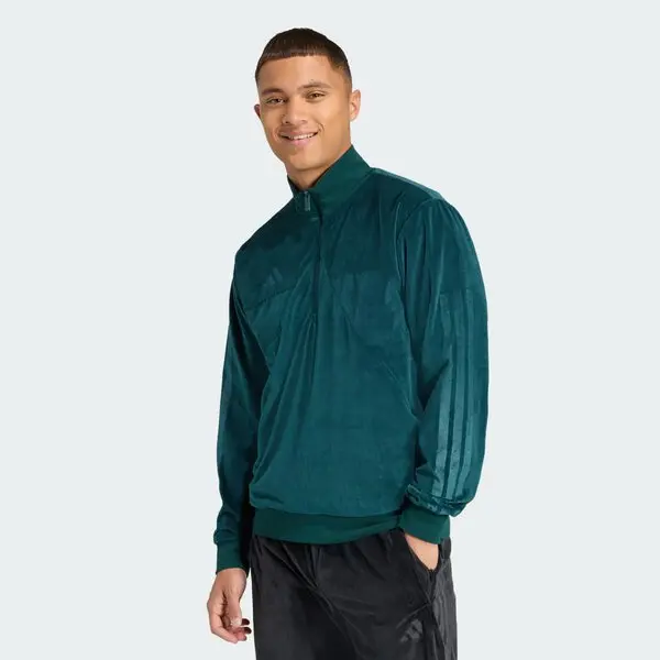 Adidas Velour Half Zip Track Top - Aurora Ivy