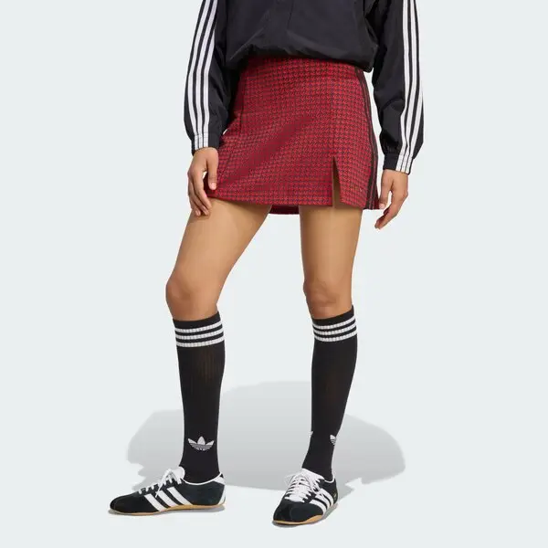 Adidas Houndstooth Tailored Skirt - Better Scarlet / Black