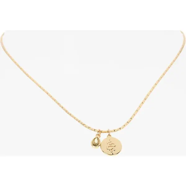 Ettika Snake Coin Charm Chain Necklace - Peridot