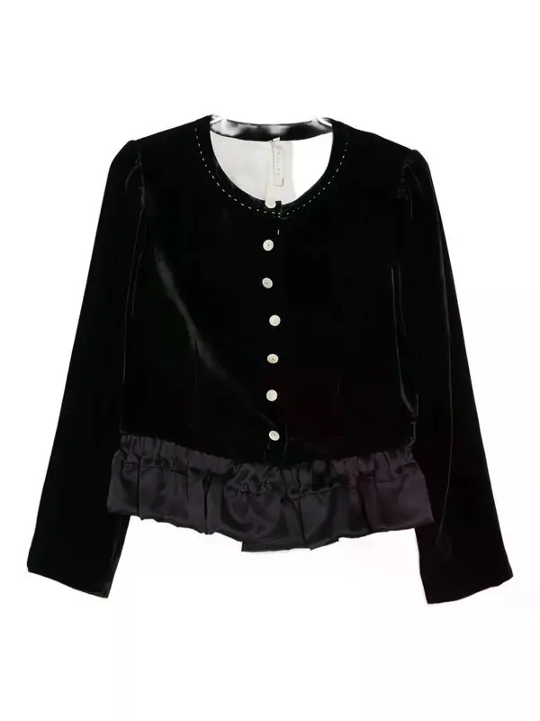 RENLI SU Ruffled-trim Velvet Jacket