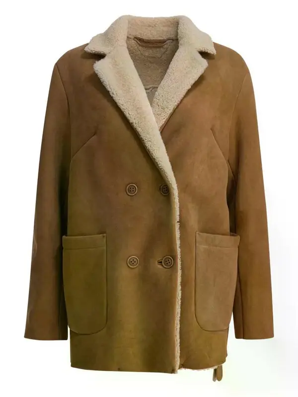 SALVATORE SANTORO Suede Double-breasted Jacket - Brown