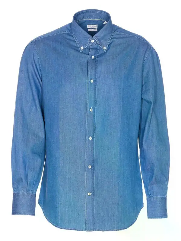 Brunello Cucinelli Button-cuff Denim Shirt - Blue