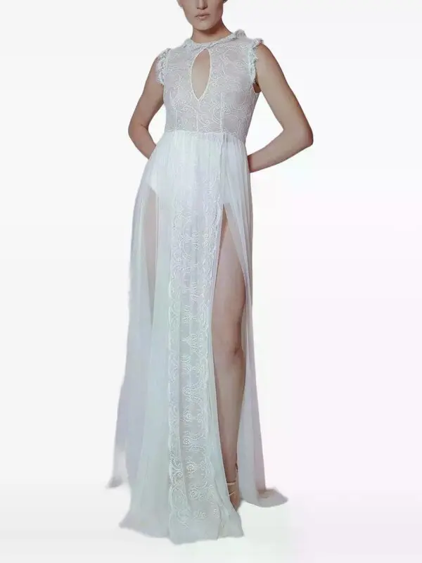 LETHICIA BRONSTEIN Lace Pattern Keyhole Maxi Dress