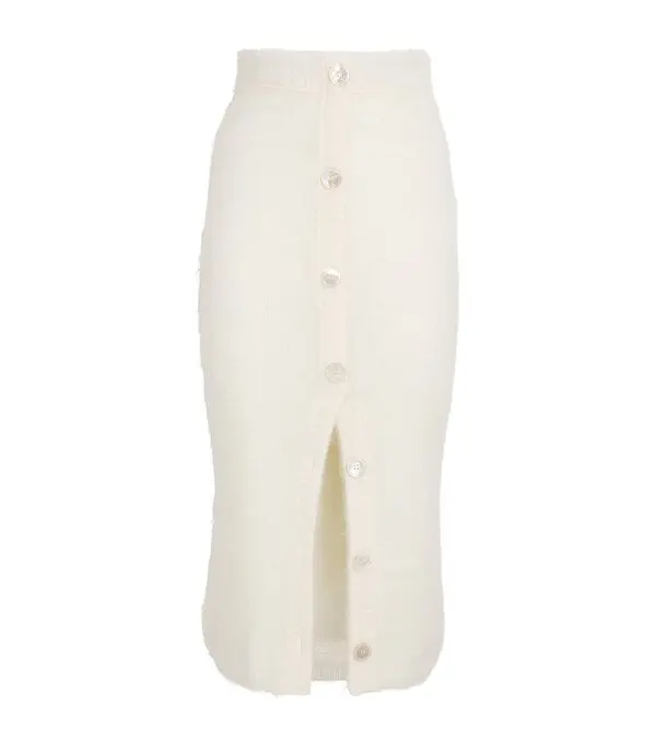 Alessandra Rich Mohair-blend Midi Skirt - White