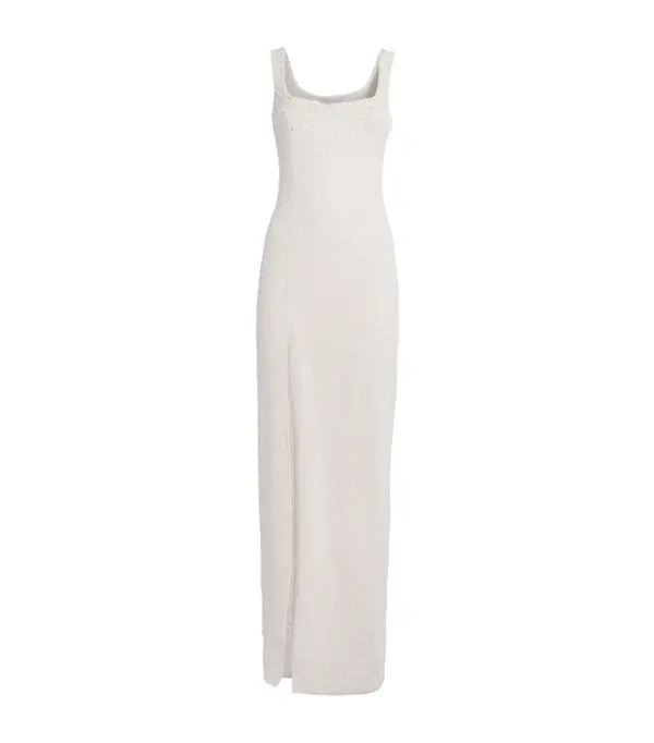 CLIO PEPPIATT Crystal-embellished Square-neck Gown