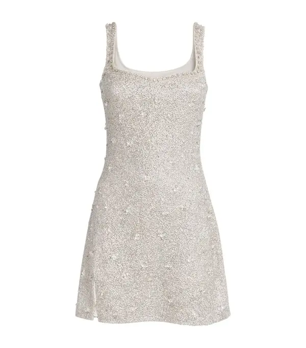 CLIO PEPPIATT Crystal Square-neck Mini Dress - Silver