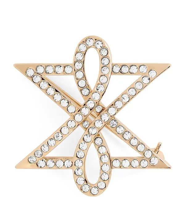 Max Mara Crystal-embellished Monogram Brooch