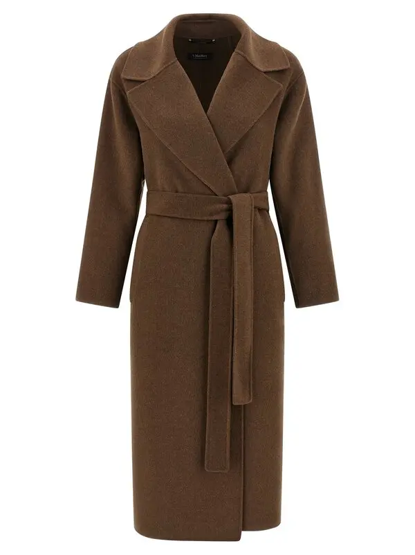 Max Mara Cuore' Wool Coat With Matching Scarf - Brown