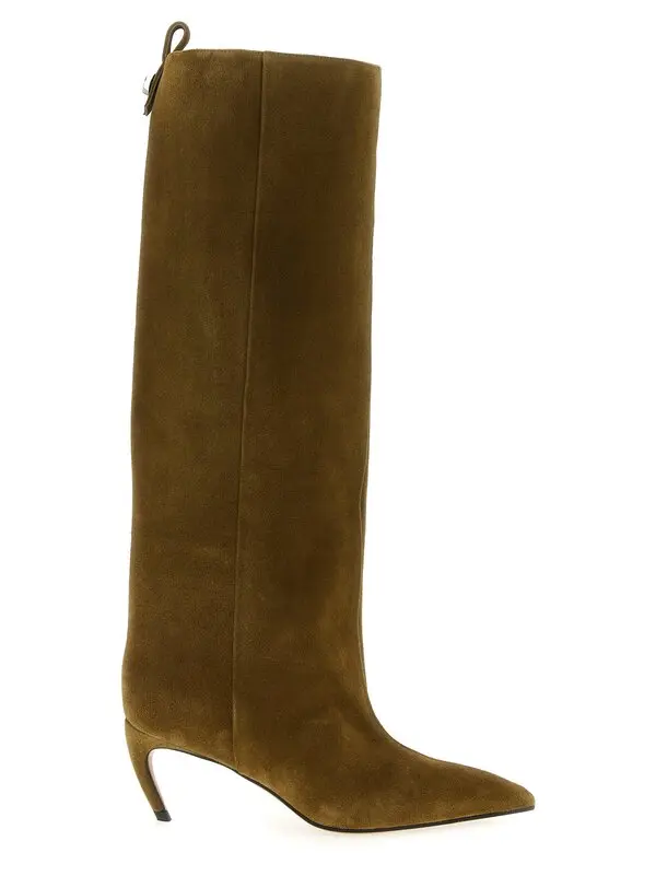 Attico Lea Suede Boots - Green