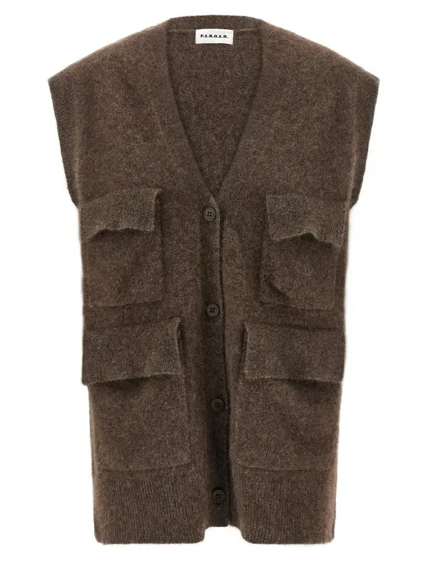 P.a.r.o.s.h Lacoon Raccoon Wool Vest - Brown