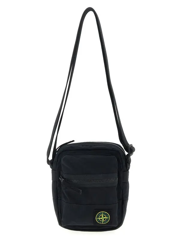 Stone Island Logo Badge Crossbody Bag - Black