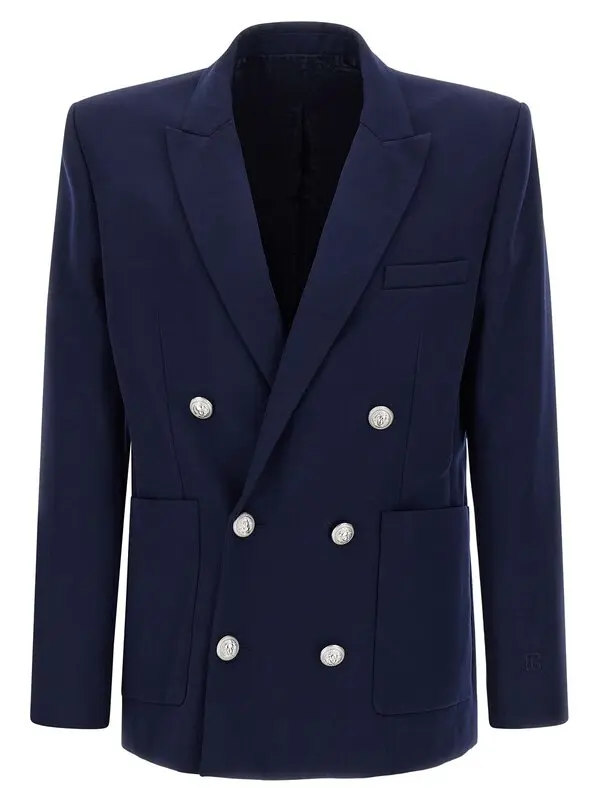 Balmain Grain De Poudre Blazer - Blue