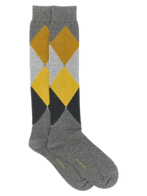 BALLANTYNE Diamond Patterned Stockings - Gray