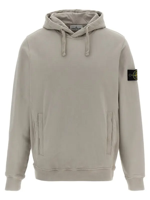 Stone Island Logo Badge Hoodie - Beige