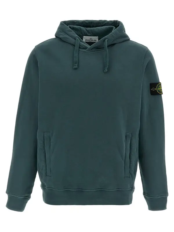 Stone Island Logo Badge Hoodie - Green