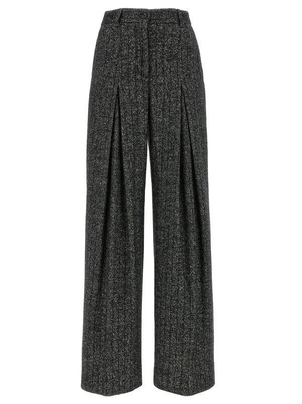 Dolce & Gabbana Striped Wool Wide Leg Trousers - White/black