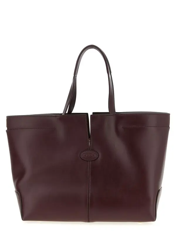 TOD'S Di Bag Folio Shopping Bag - Bordeaux