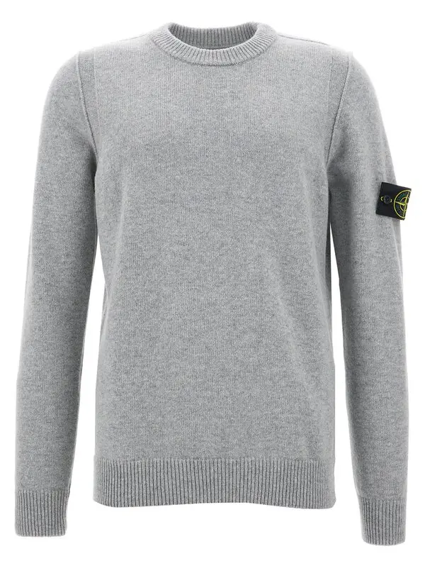 Stone Island Logo Badge Sweater - Gray