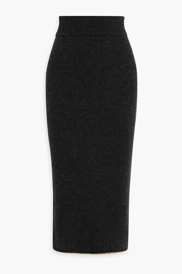 TOTÊME Chain-embellished Wool-blend Midi Pencil Skirt