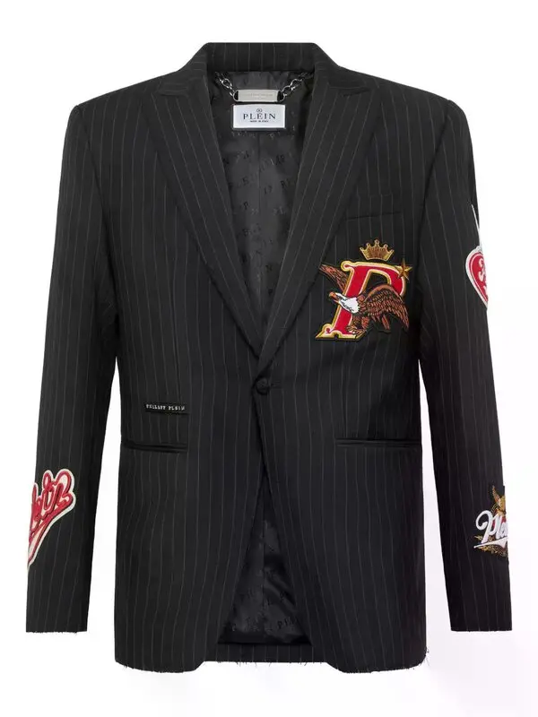 Philipp Plein Eagle-appliqué Blazer - Grey