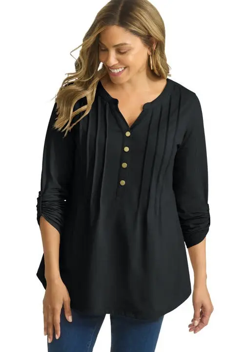 JESSICA LONDON Stretch Pleated Tunic