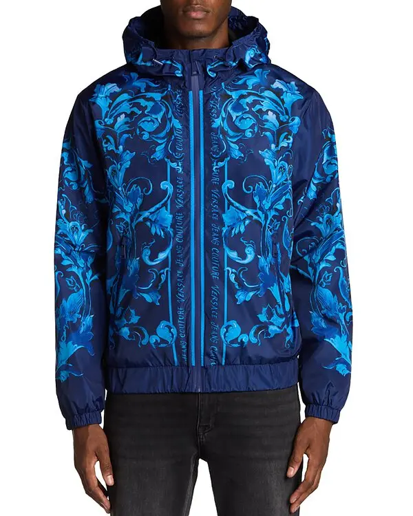Versace Printed Zip-front Hooded Jacket