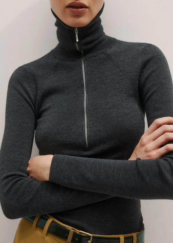 ME+EM Merino Stretch Half Zip Jumper - Charcoal