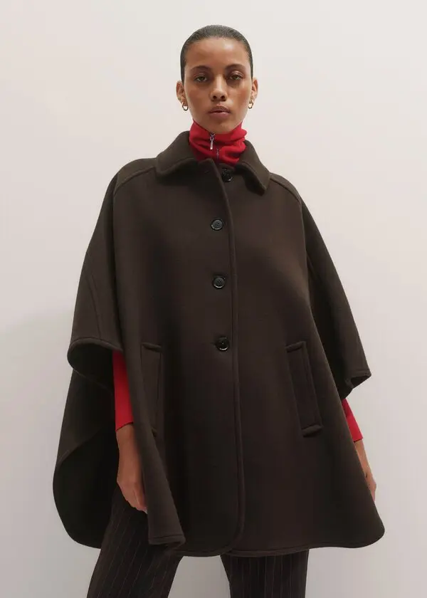 ME+EM Wool-blend Cape Coat With Engineered Seams