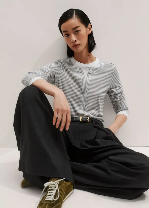 ME+EM Double-layer Look Top - Grey Melange/soft White