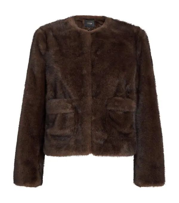 Maje Faux Fur Coat - Brown