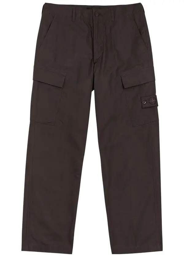 Stone Island Cotton-poplin Cargo Trousers - Dark Brown